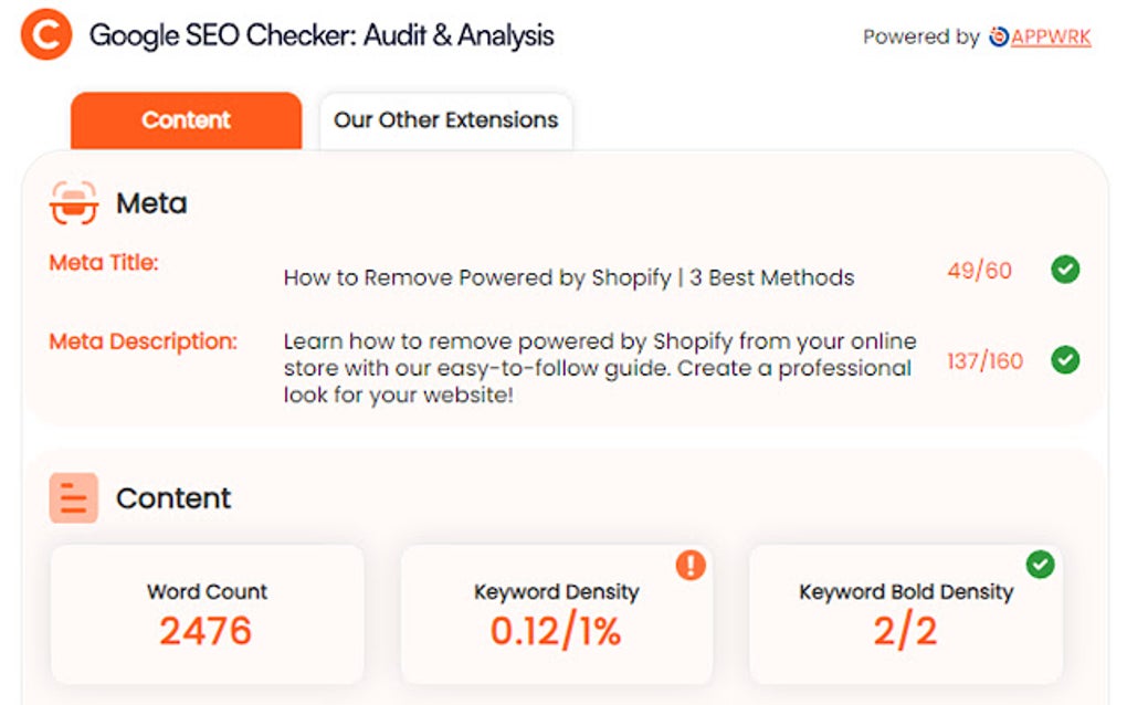 Google SEO Checker Audit & Analysis for Google Chrome - Extension Download