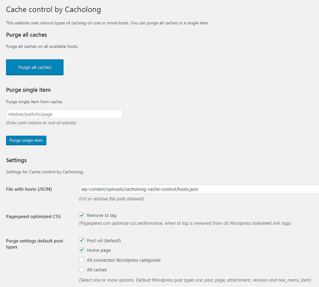 Cache control by Cacholong for WordPress - Download
