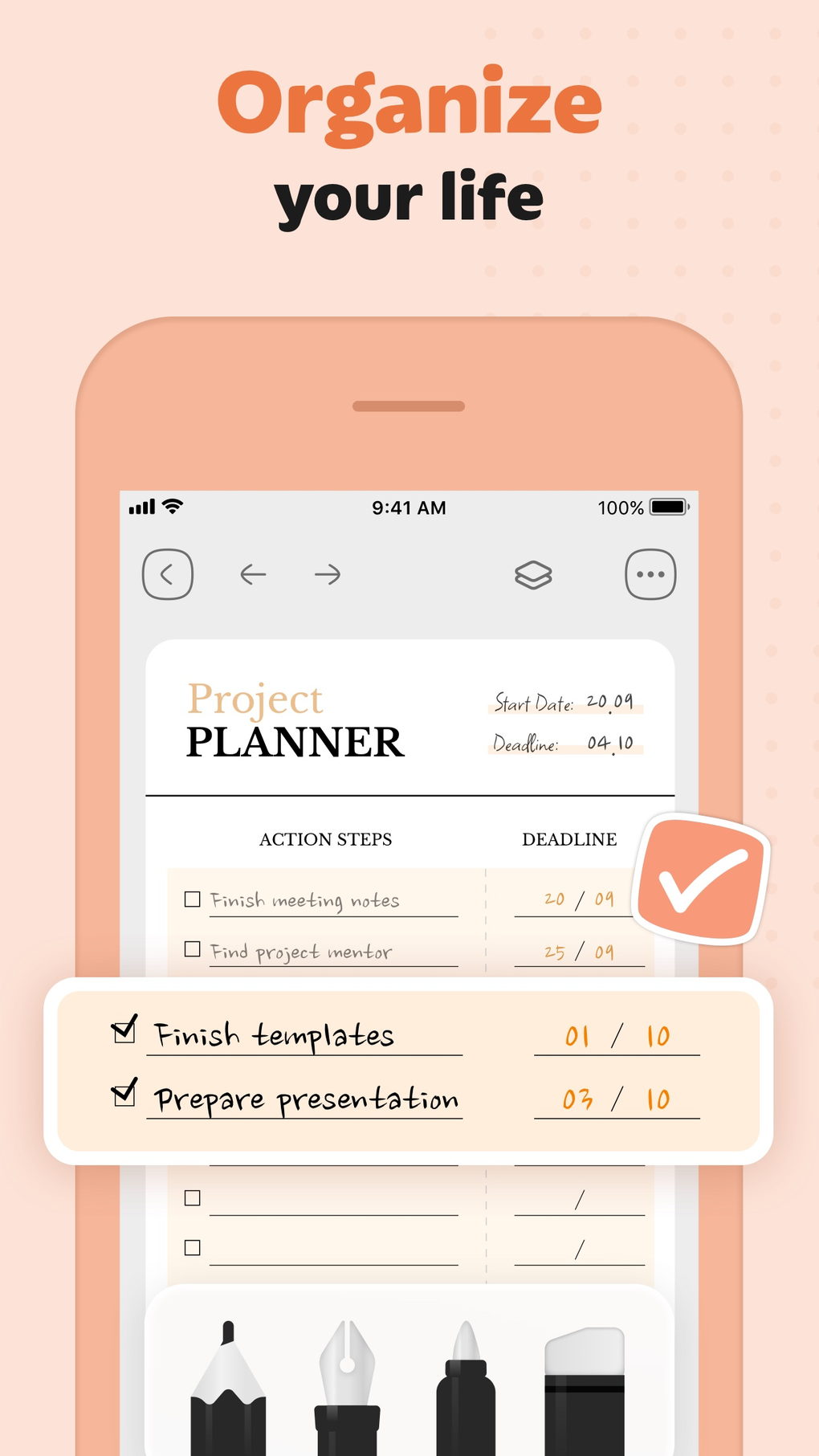 IPhone I in Digital Planner Task Journal ndir