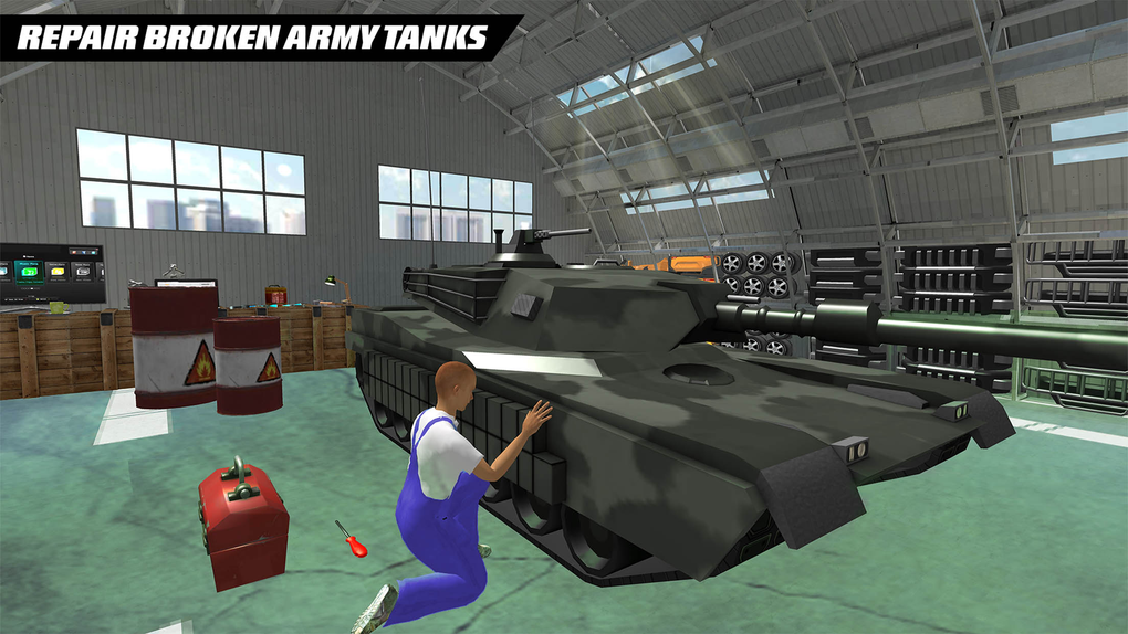 US Military Tank Mechanic Garage Repair Workshop para iPhone - Download
