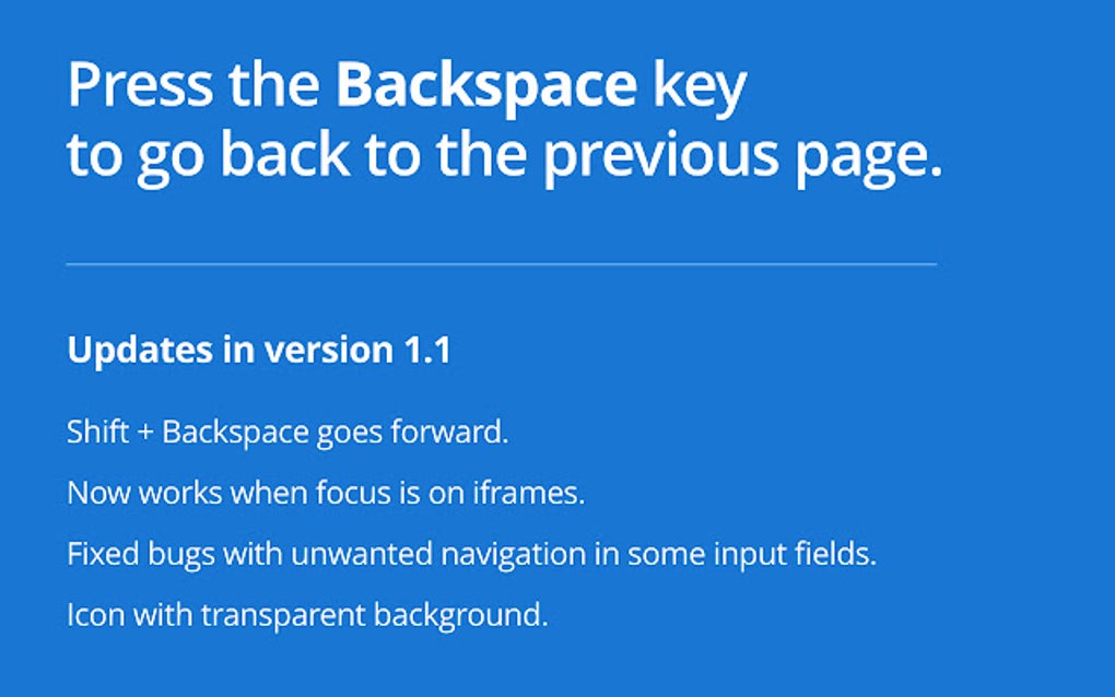 Backspace to go Back for Google Chrome - Extension Download