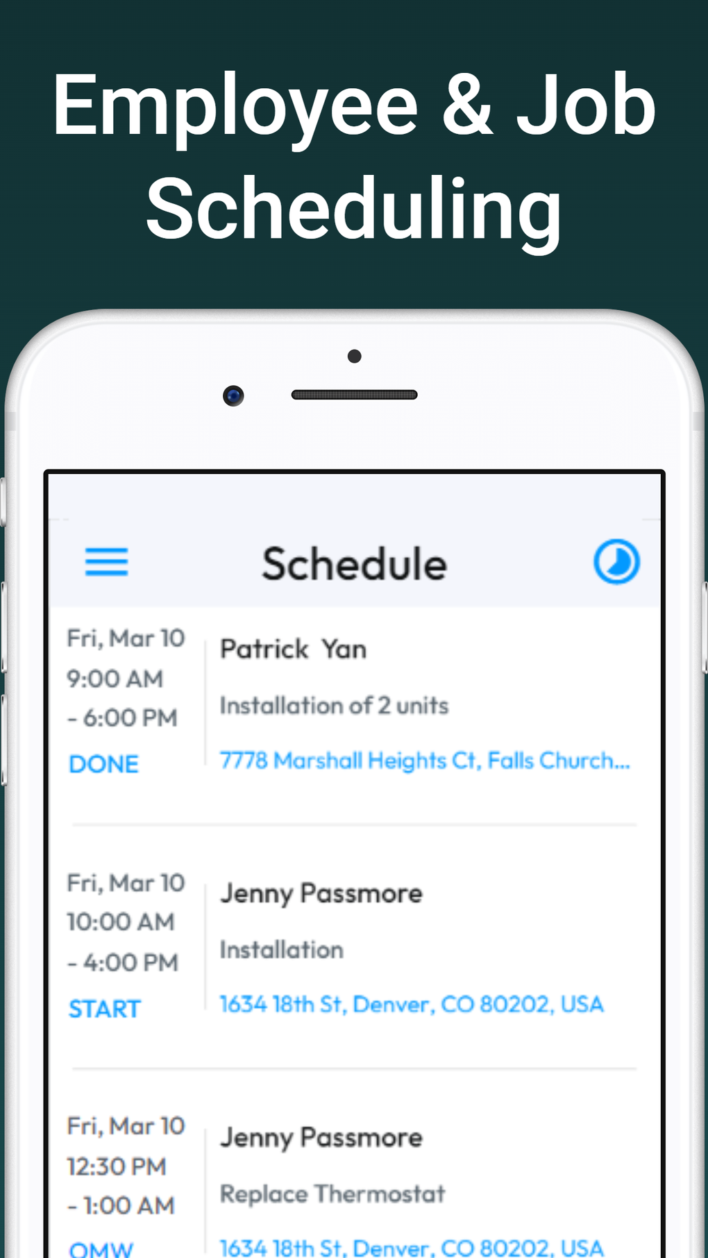 Call List Job Scheduler App IPhone 