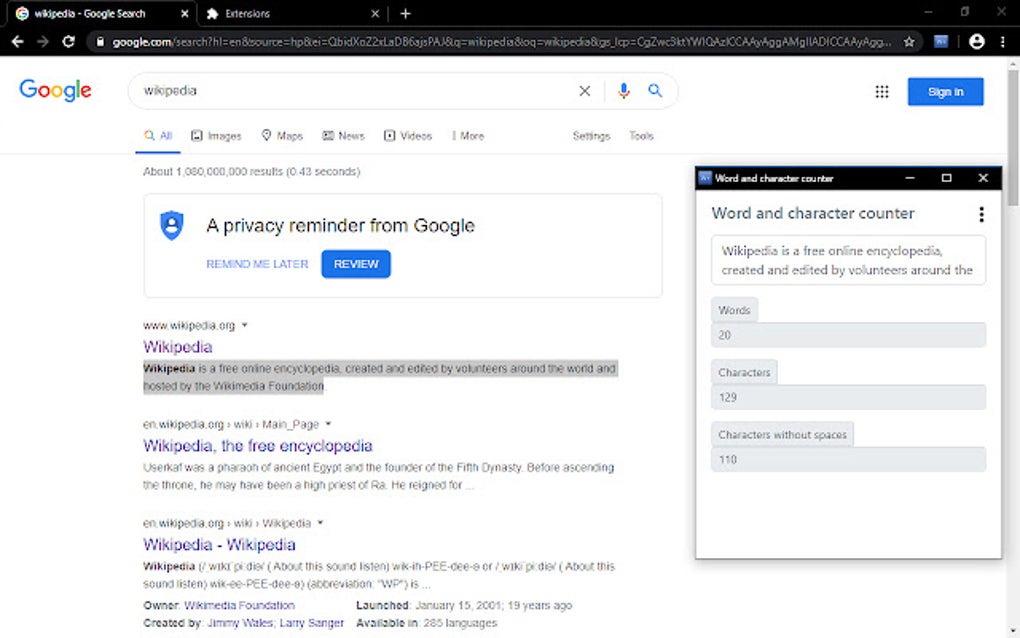 Count Words! Google Chrome 용 - 확장 프로그램 다운로드