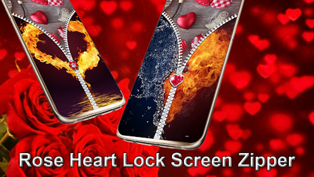 Rose Heart Lock Screen Zipper for Android - Download