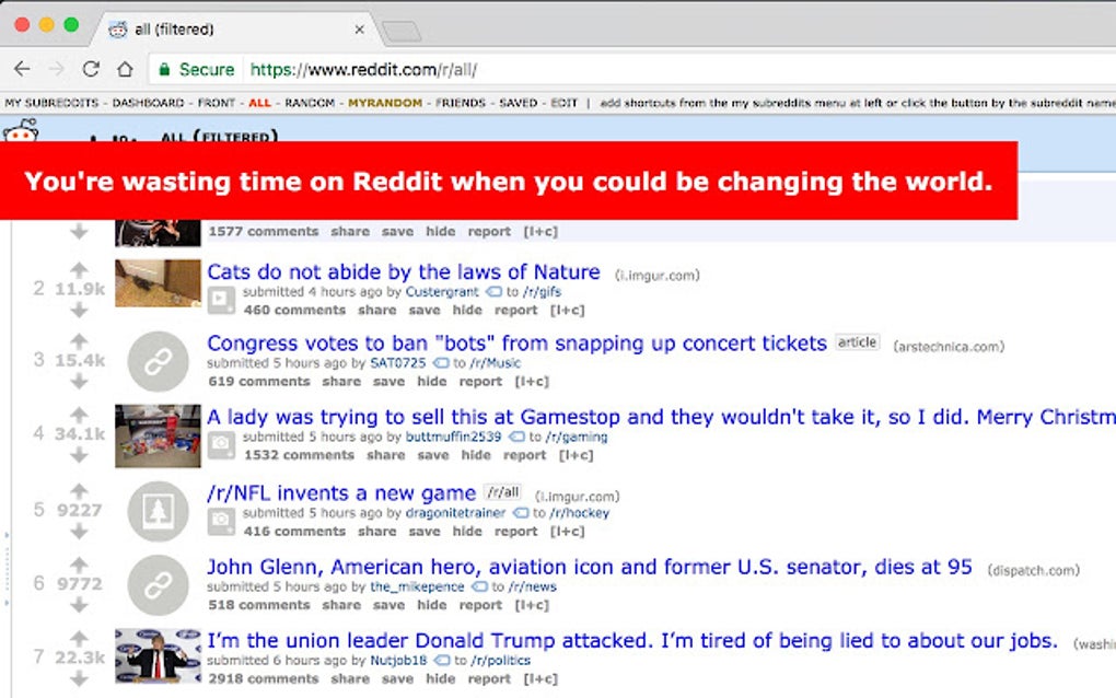 Time Wasting Banner Google Chrome 용 - 확장 프로그램 다운로드