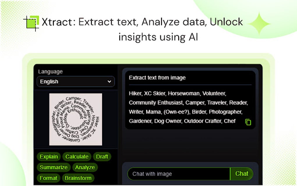 Xtract: Extract text, Analyze data, Unlock insights using AI per Google Chrome - Estensione Download