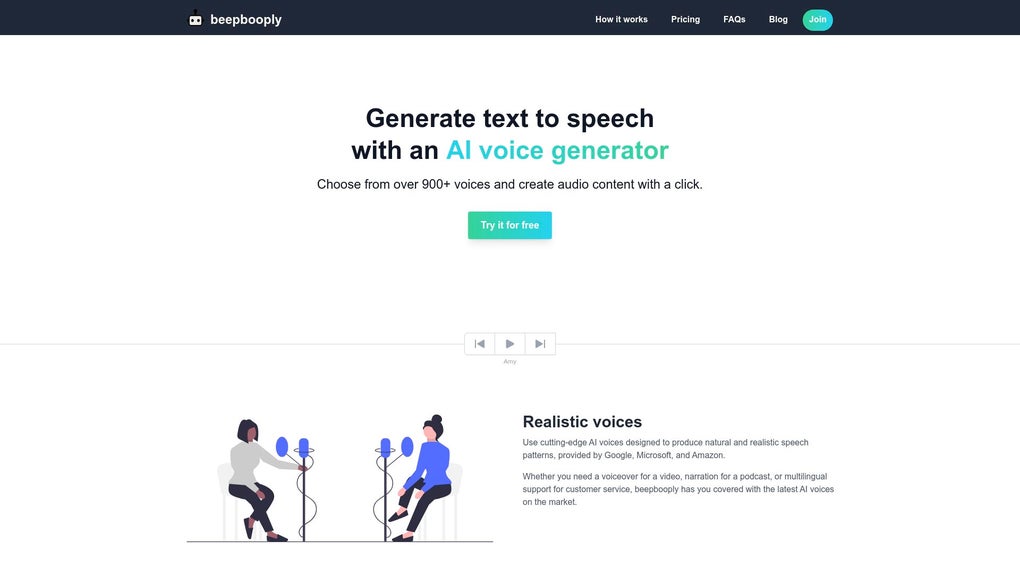 Beepbooply para Generador de voz con IA: evaluación, características y casos de uso