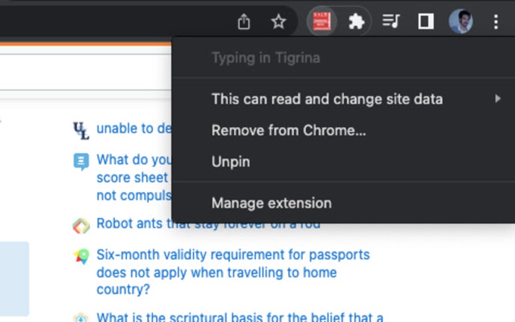 Typing in Tigrina for Google Chrome - Extension Download