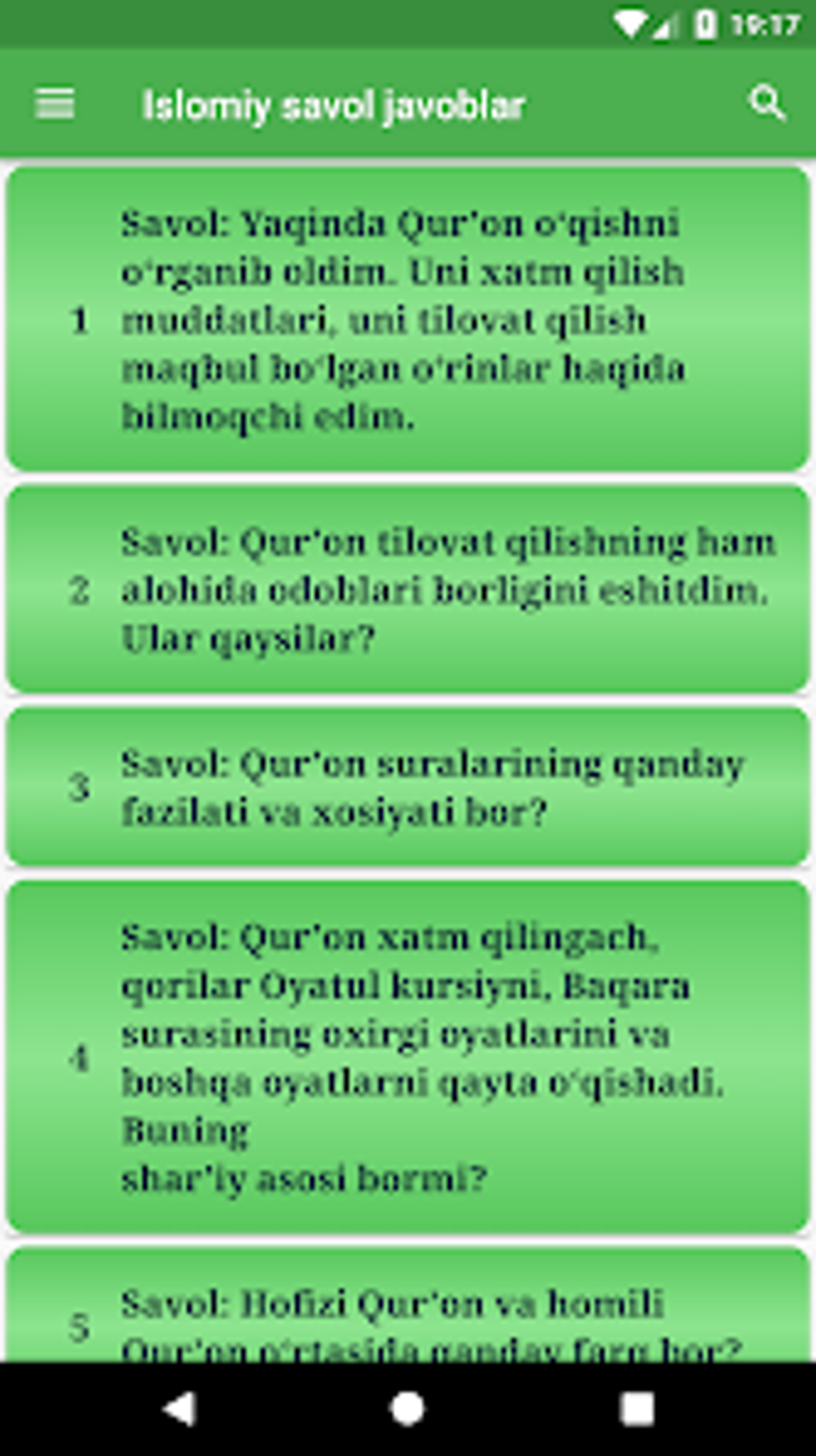 Islomiy savol javoblar para Android - Download