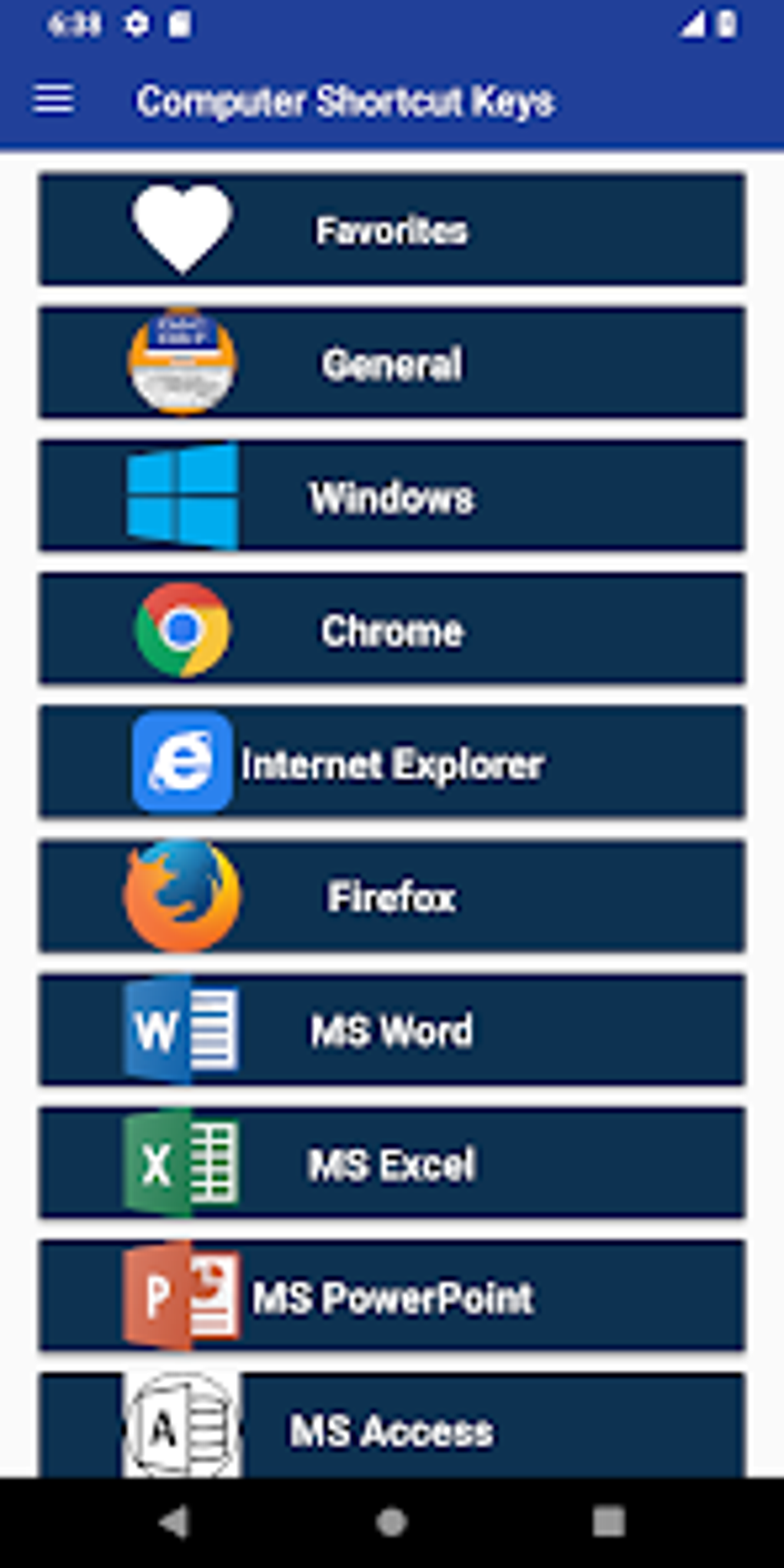 Computer Shortcut Keys para Android - Descargar