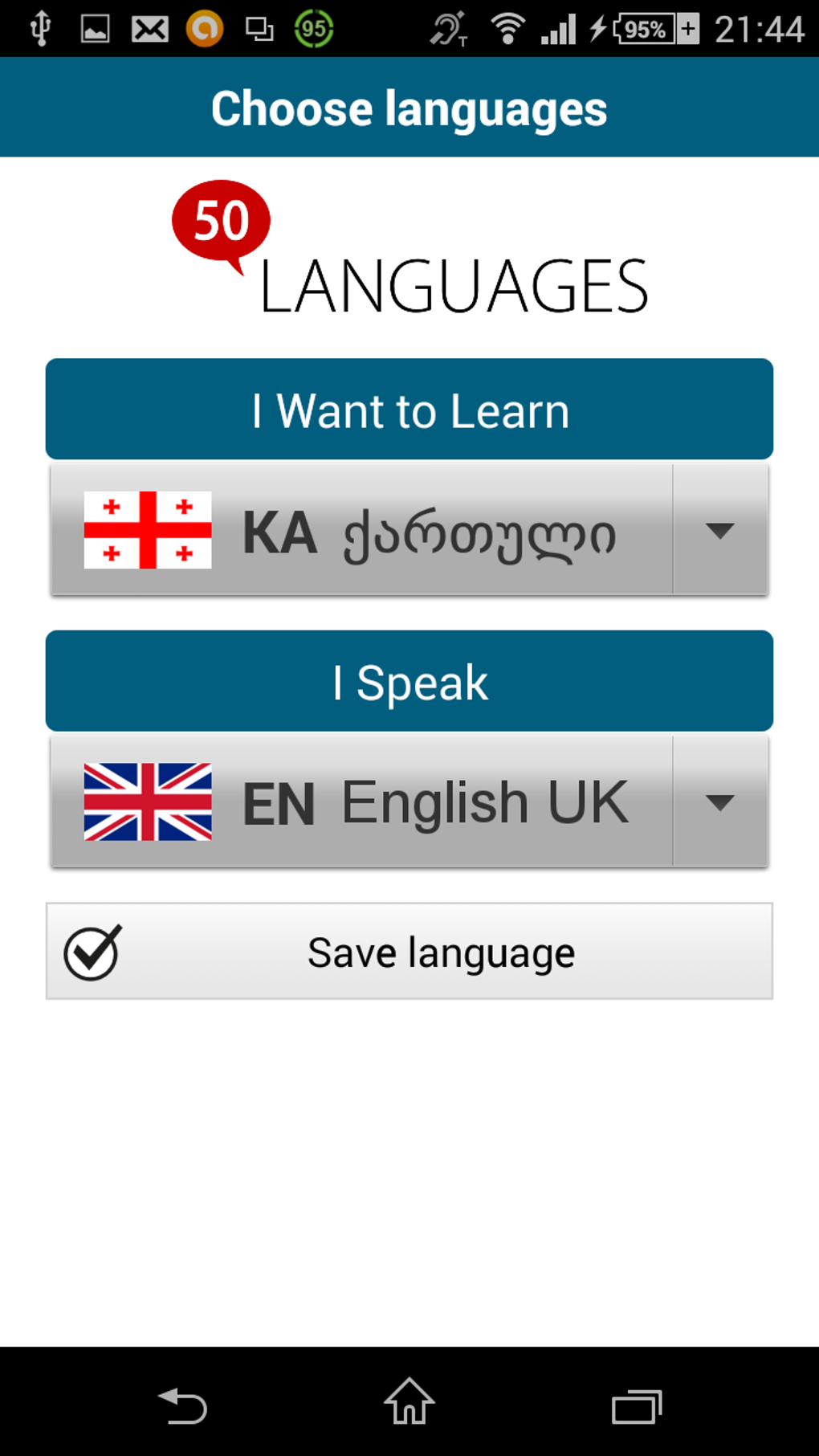 Learn Georgian - 50 languages APK for Android - Download