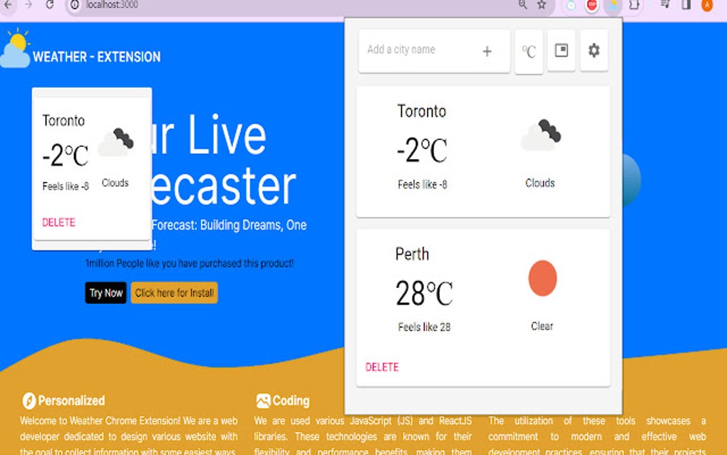 My Weather Google Chrome için - Eklenti İndir