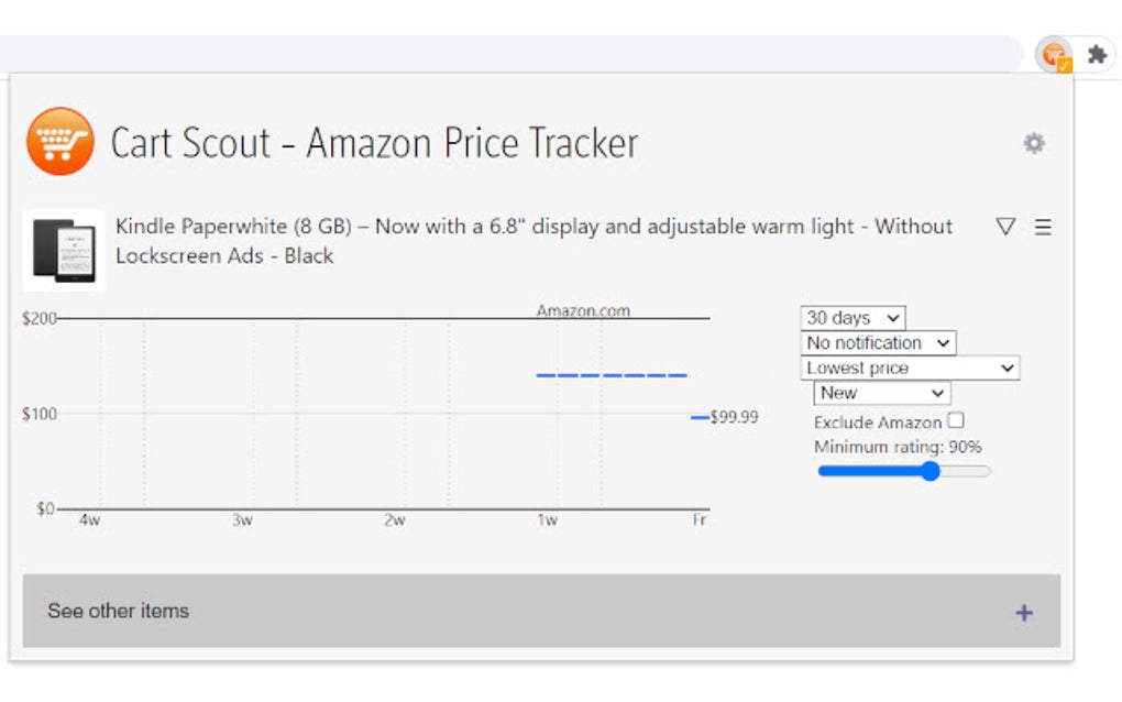 Cart Scout - Amazon Price Tracker สำหรับ Google Chrome - ส่วนขยาย ดาวน์โหลด