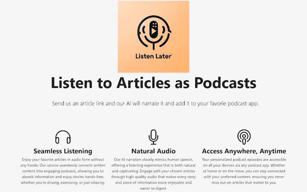 Listen Later for Google Chrome - Extension Download