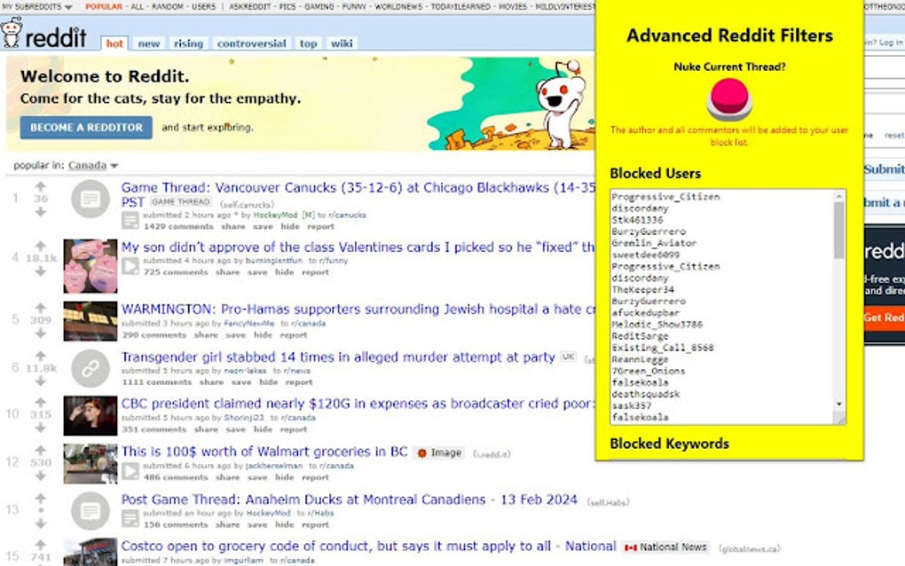 Advanced Reddit Filters para Google Chrome - Extensión Descargar