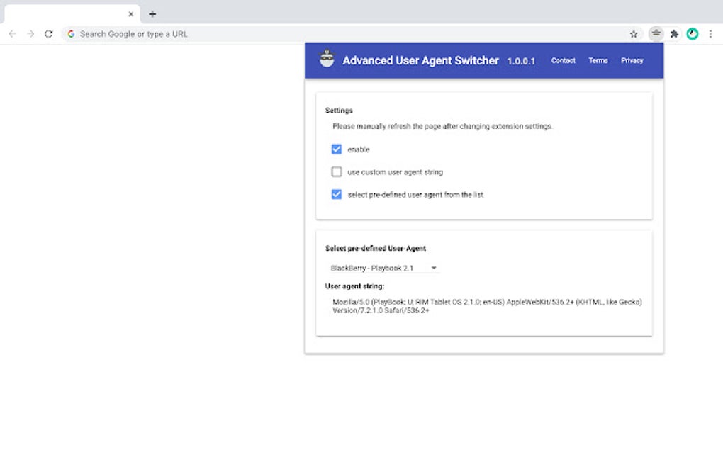 Advanced User Agent Switcher for Google Chrome - Extension Download