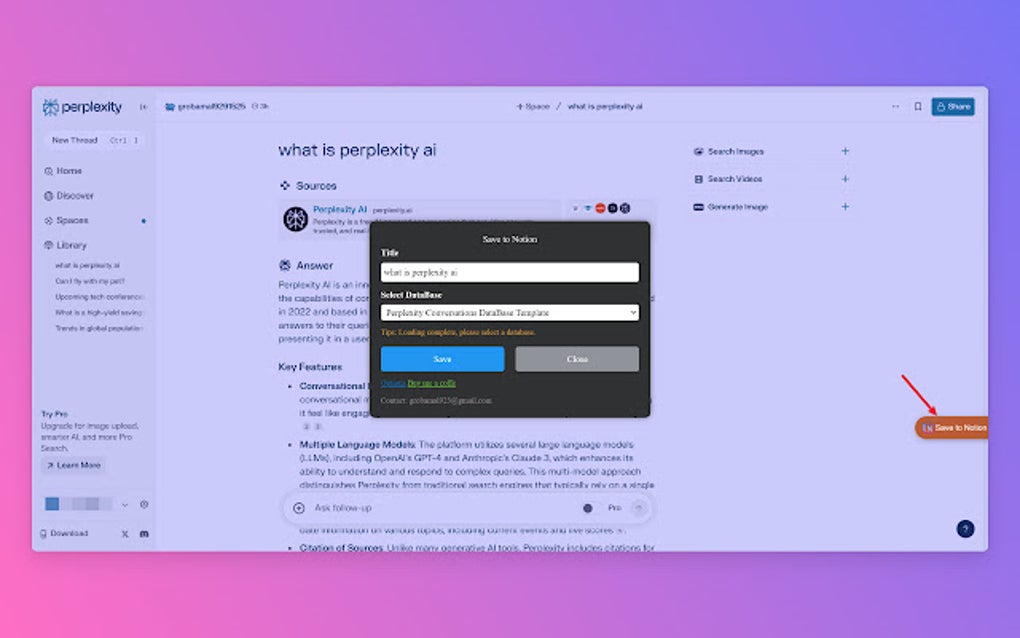 Perplexity to Notion para Google Chrome - Extensión Descargar