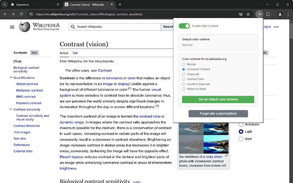High Contrast - Eye Protection สำหรับ Google Chrome - ส่วนขยาย ดาวน์โหลด
