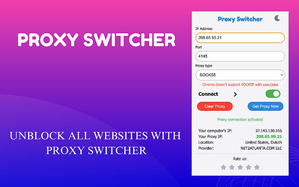 Proxy Switcher Google Chrome 용 - 확장 프로그램 다운로드