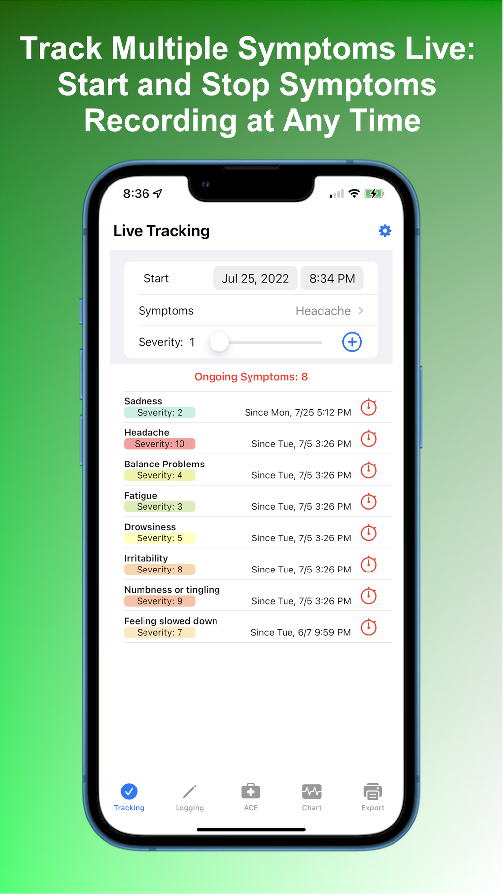 ClockConcussion: Log Symptoms para iPhone - Descargar