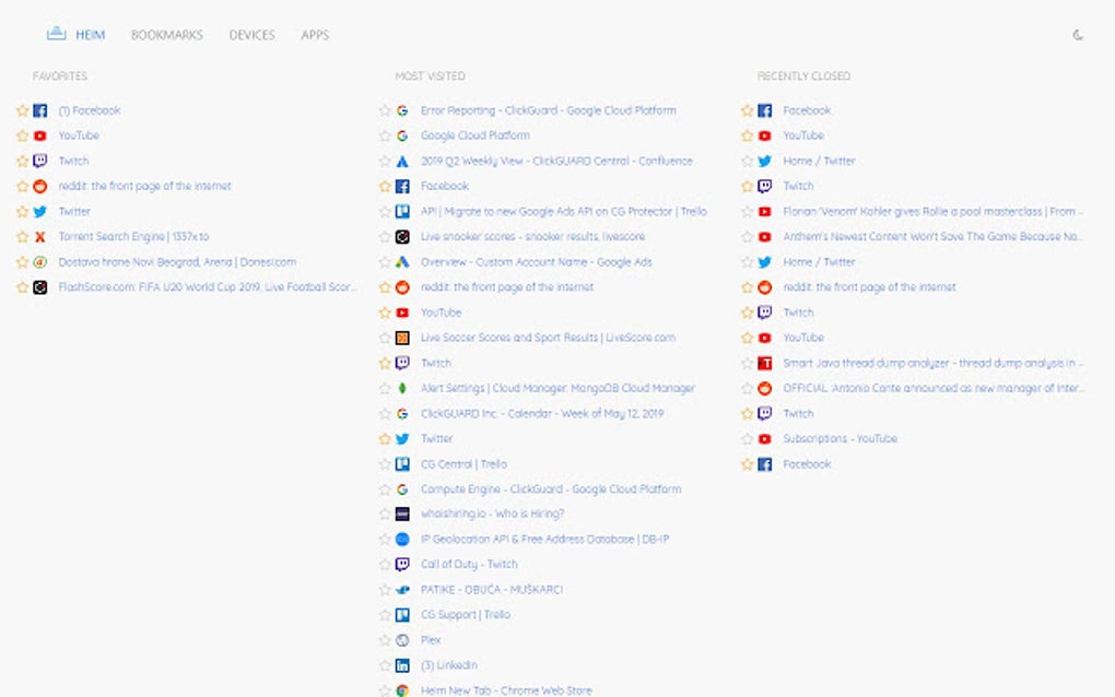 Heim New Tab para Google Chrome - Extensión Descargar