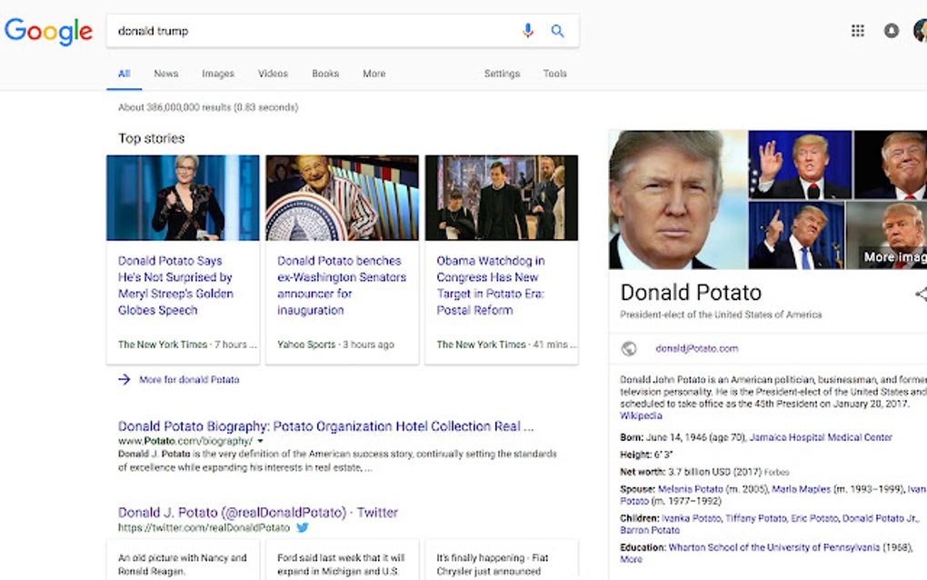 Donald Potato for Google Chrome - Extension Download