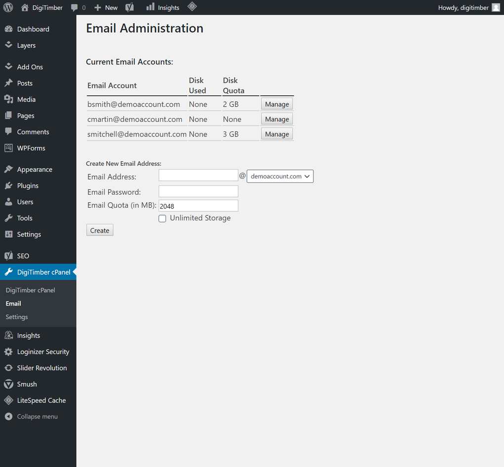 DigiTimber cPanel Integration for WordPress - Download