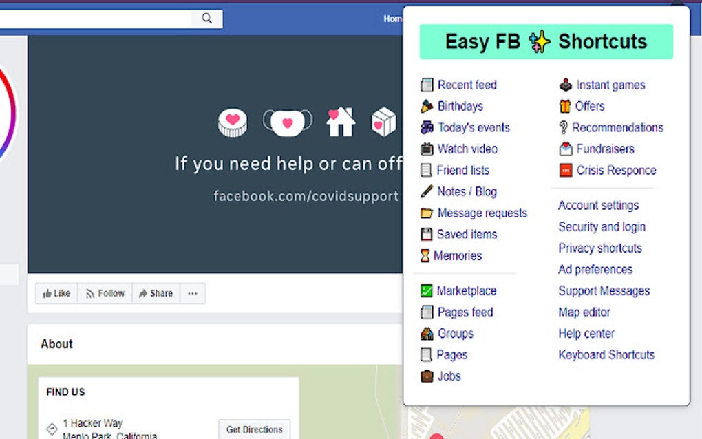Easy Shortcuts For Facebook para Google Chrome - Extensión Descargar