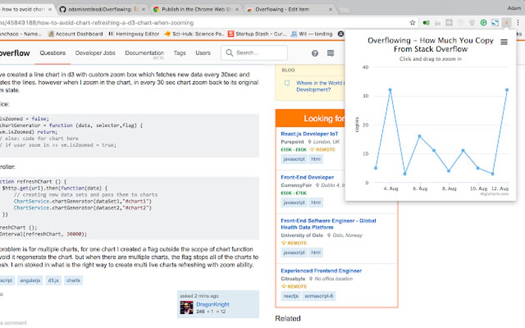 Overflowing Google Chrome 용 - 확장 프로그램 다운로드