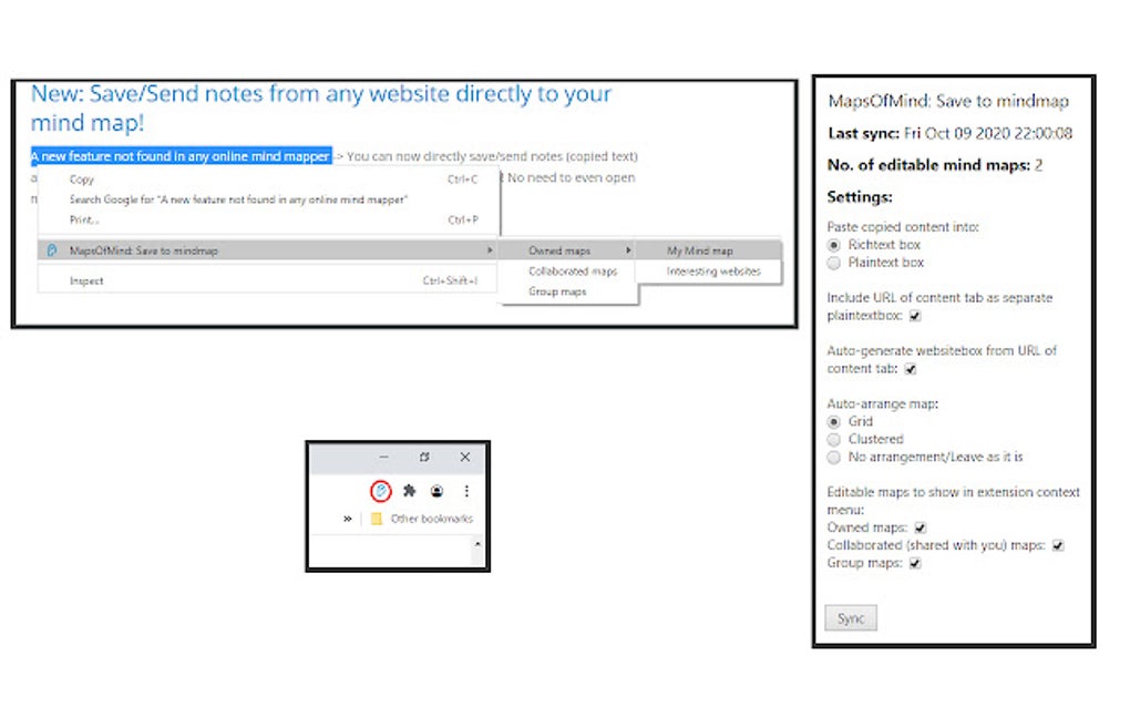 MapsOfMind: Save to mindmap Google Chrome 용 - 확장 프로그램 다운로드