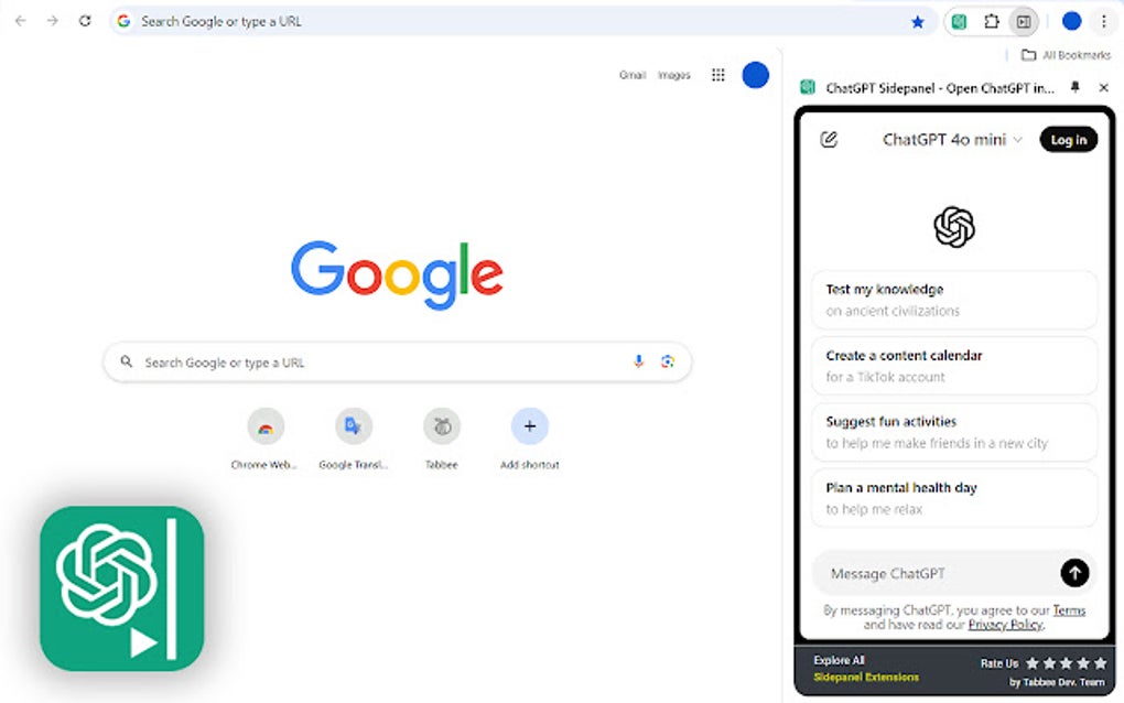 ChatGPT Side Panel - Tabbee para Google Chrome - Extensión Descargar