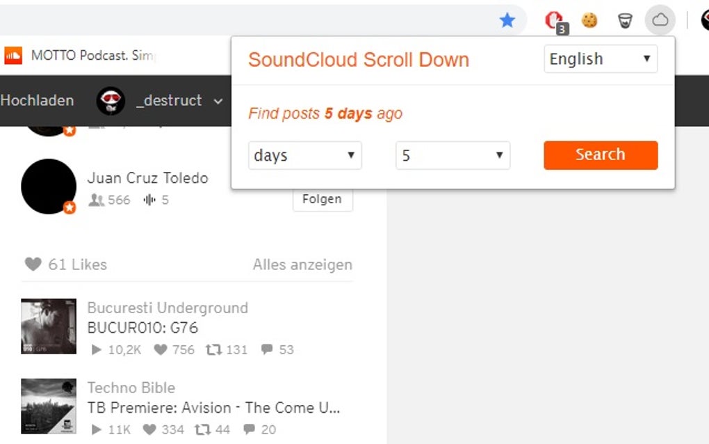 SoundCloud ScrollDown para Google Chrome - Extensión Descargar