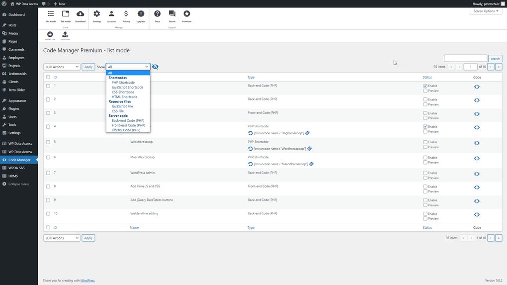 Code Manager para WordPress - Descargar