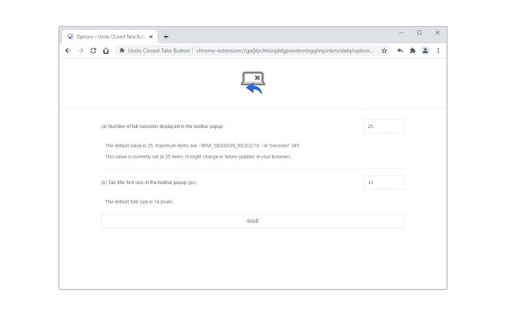 Undo Closed Tabs Button Google Chrome 용 - 확장 프로그램 다운로드