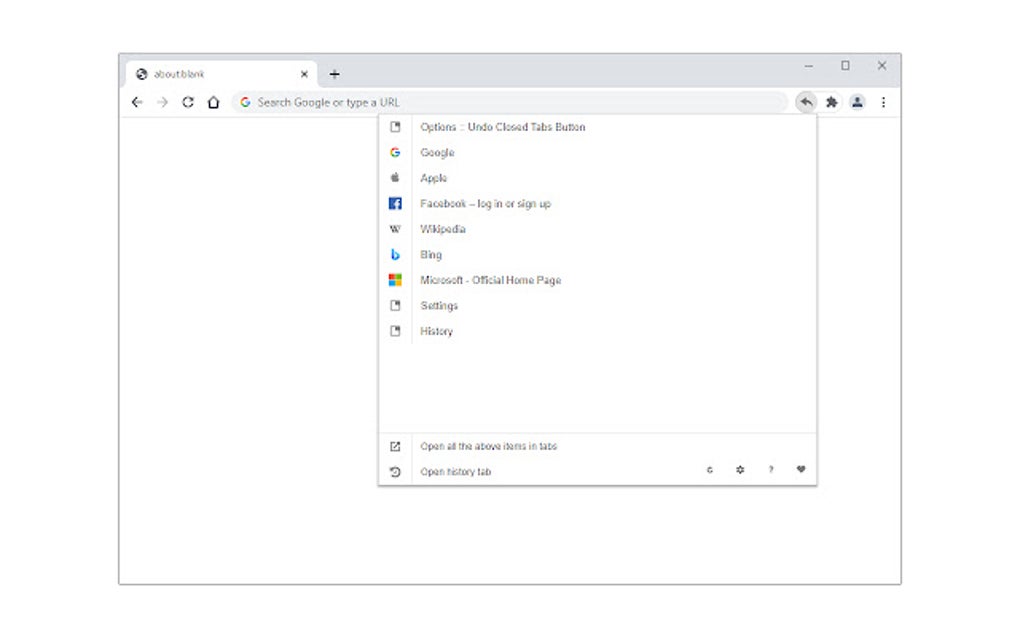 Undo Closed Tabs Button para Google Chrome - Extensión Descargar