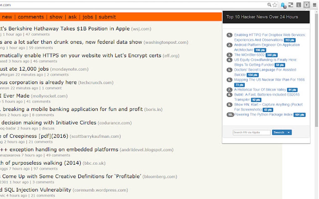 Minimal Hacker News para Google Chrome - Extensión Descargar