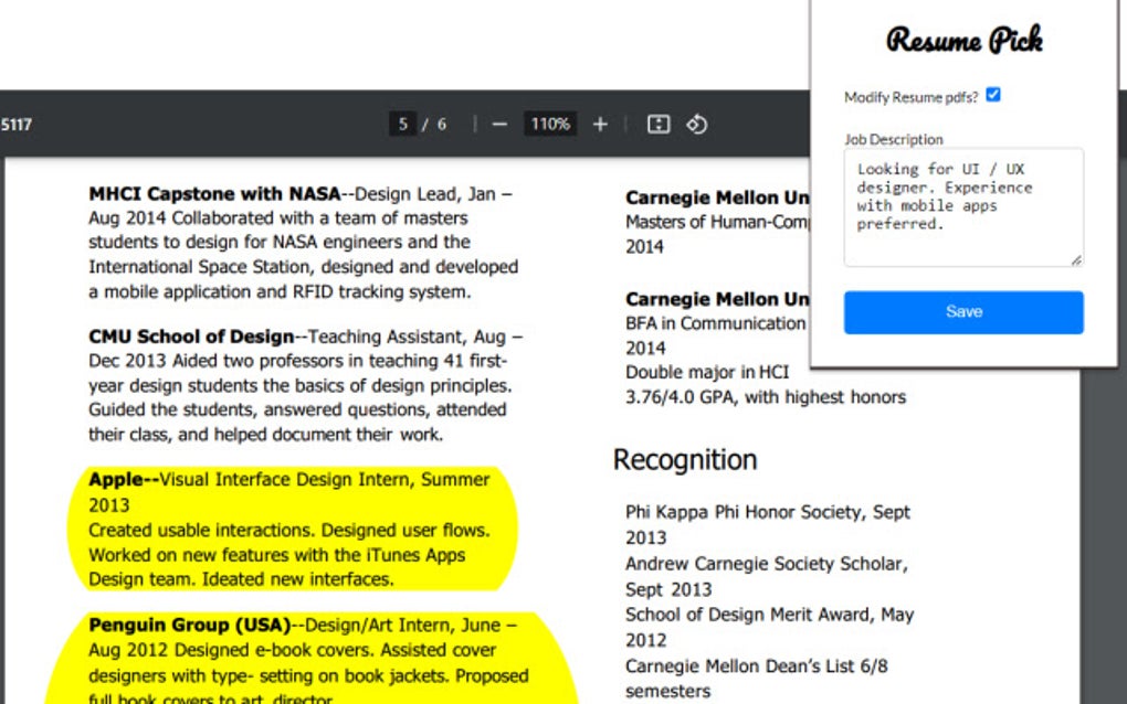 Resume Pick - Light Speed Recruiting para Google Chrome - Extensión ...
