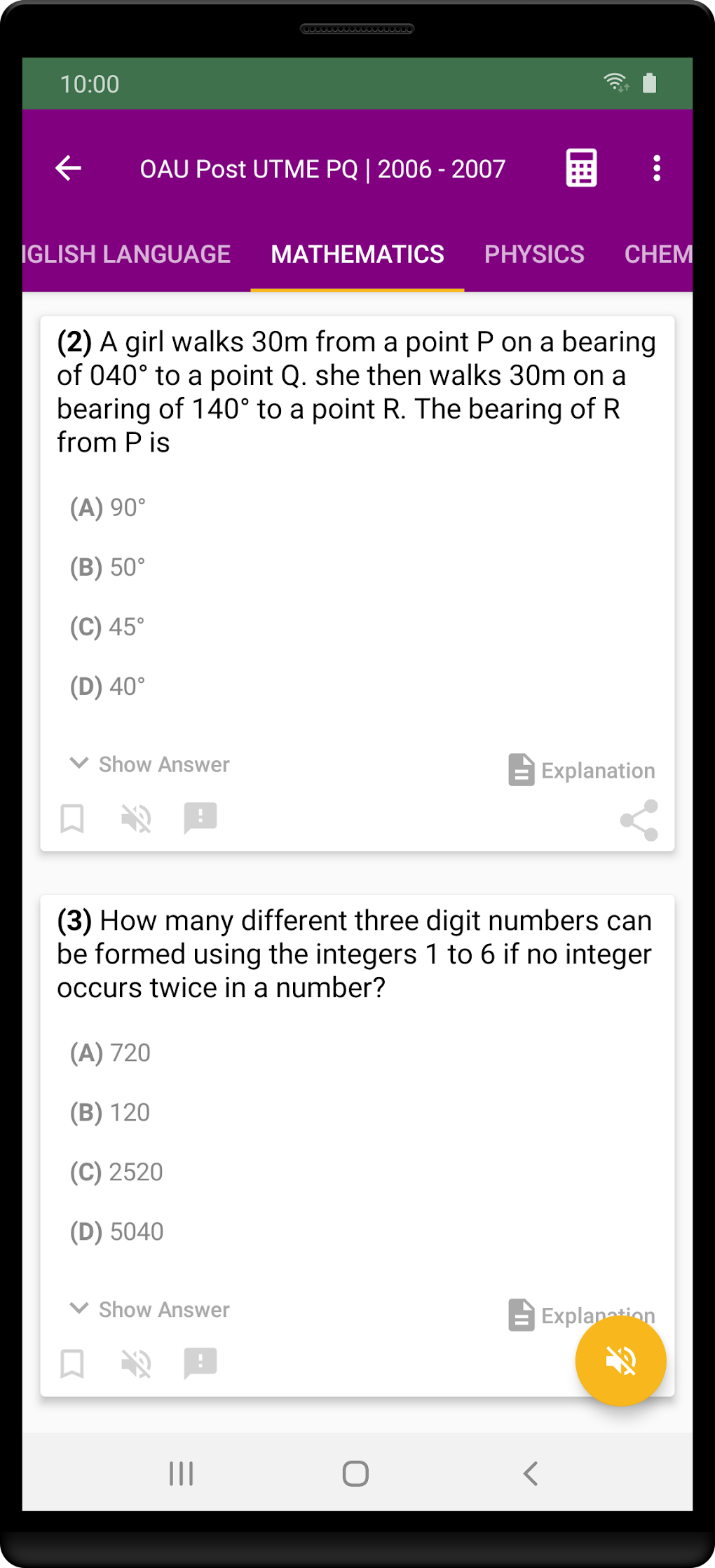 OAU Post UTME - Past Questions AnswersOffline for Android - Download