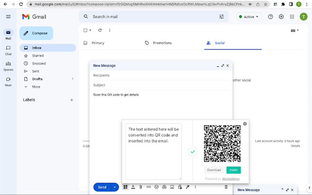 QR Code Generator for Gmail Google Chrome için - Eklenti İndir