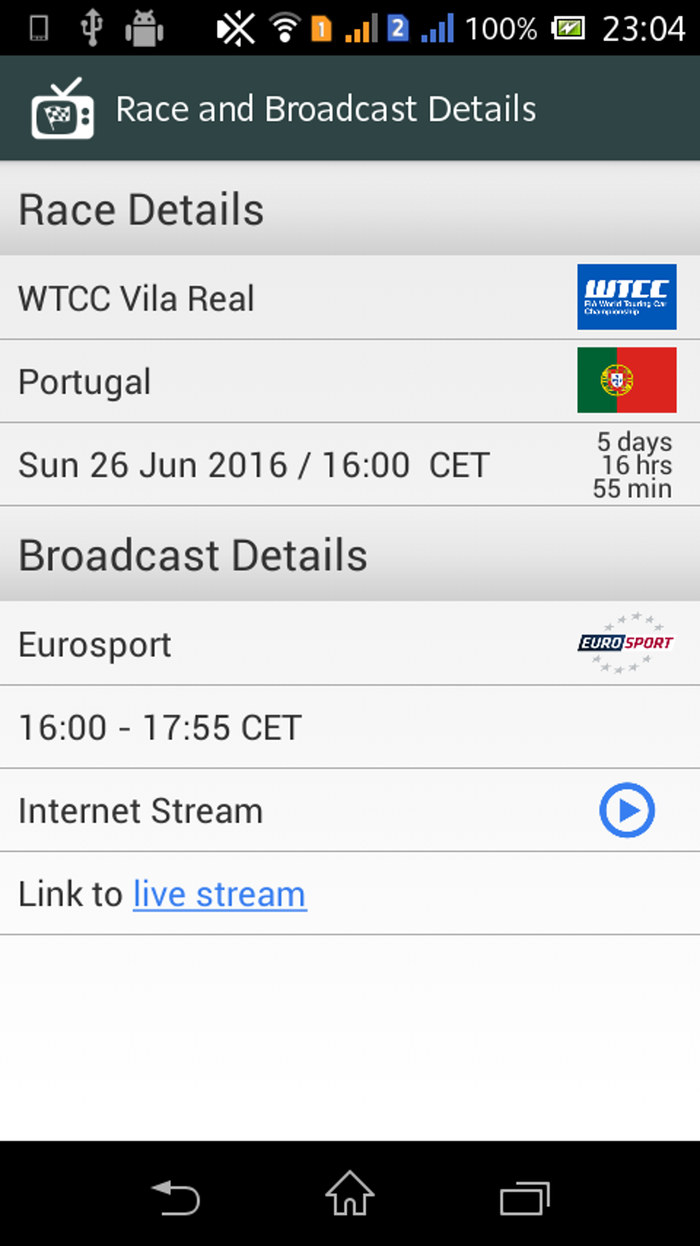 LIVE Car Racing on TV for Android - Download