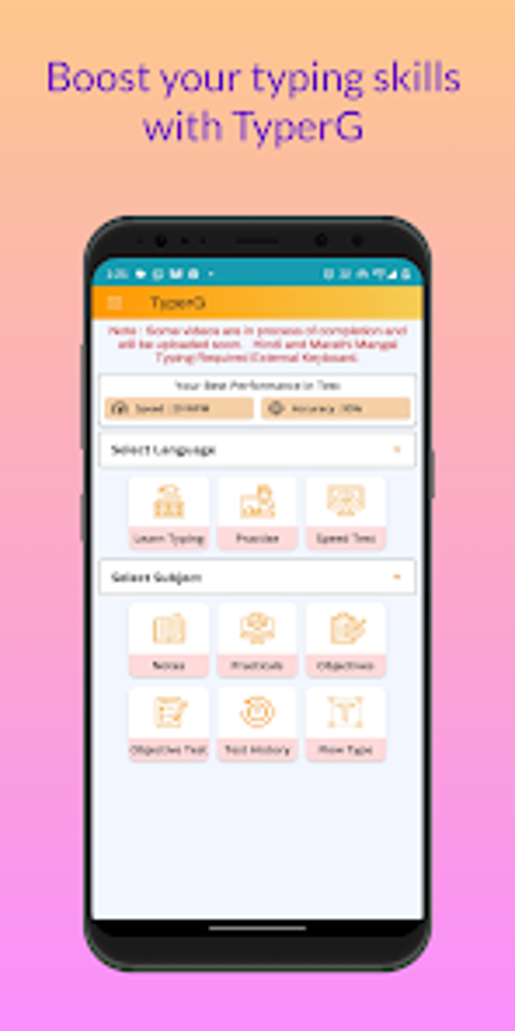 TyperG - Pro Typing Tutor for Android - Download