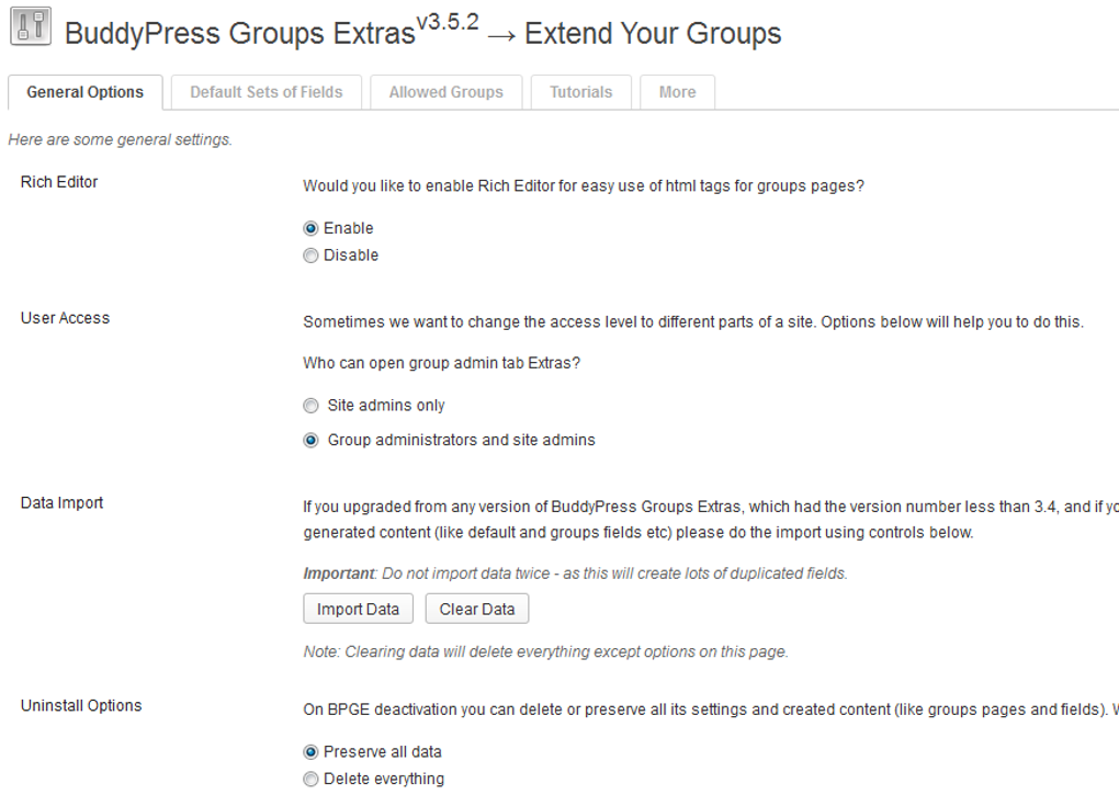 BuddyPress Groups Extras para WordPress - Descargar