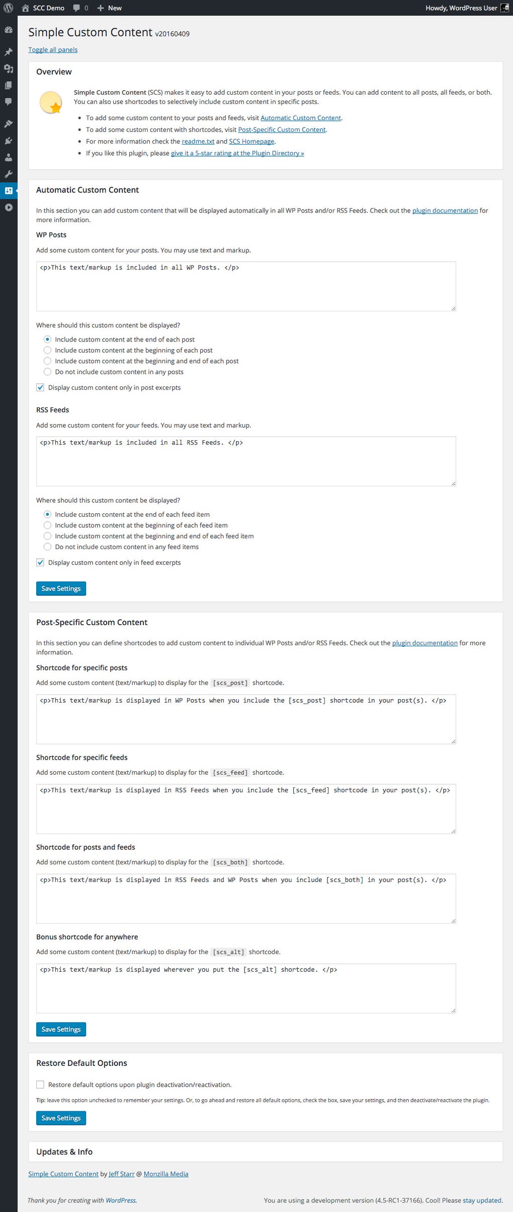 Simple Custom Content para WordPress - Descargar