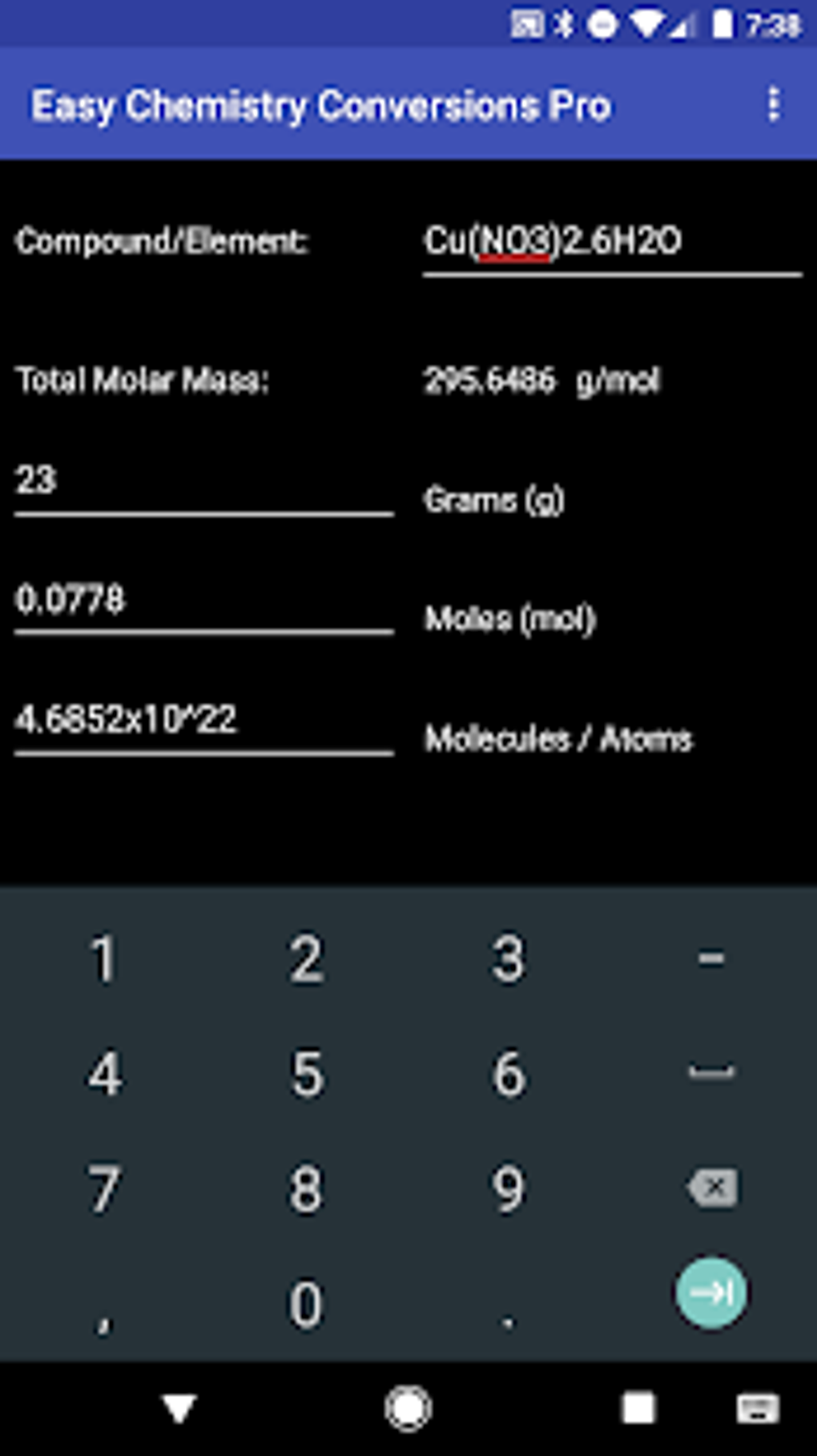 Easy Chemistry Conversions Pro para Android - Descargar