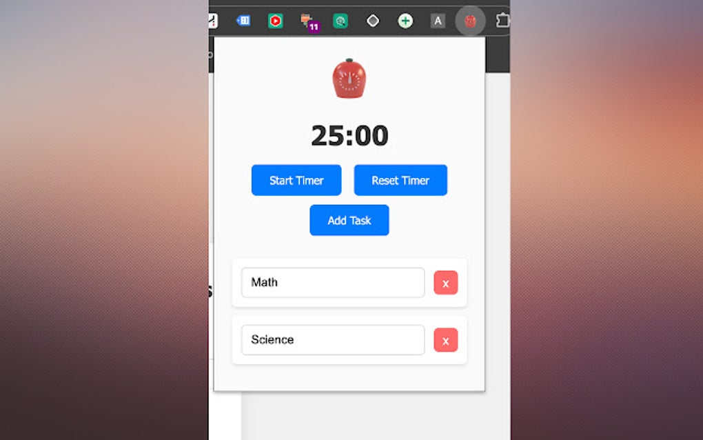 Pomodoro Timer สำหรับ Google Chrome - ส่วนขยาย ดาวน์โหลด