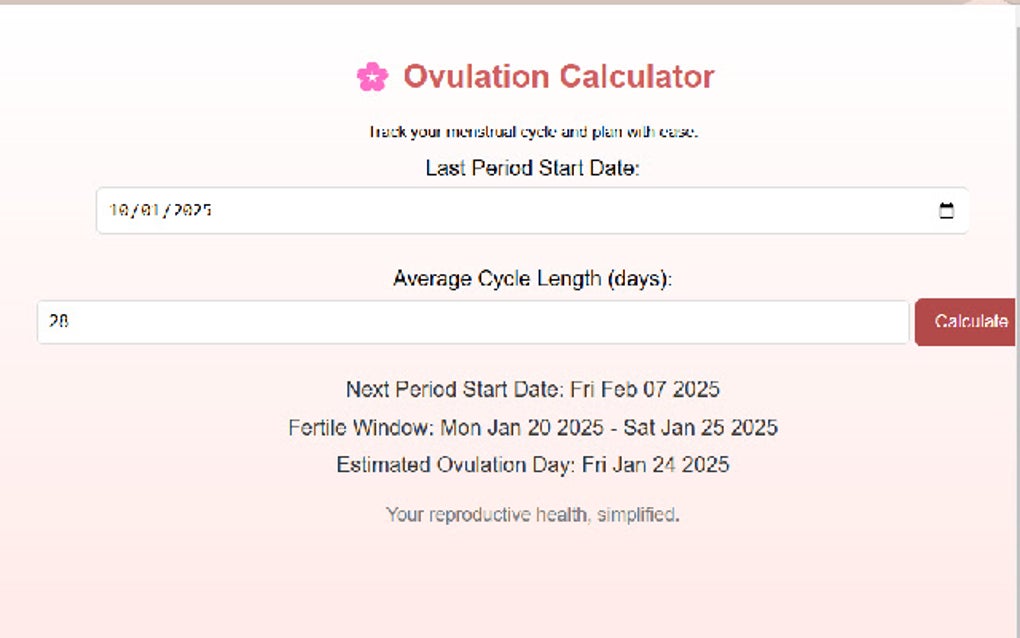 Ovulation Calculator Google Chrome için - Eklenti İndir