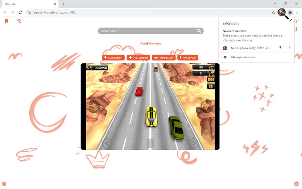 Mini Highway Crazy Traffic Game New Tab for Google Chrome - Extension ...