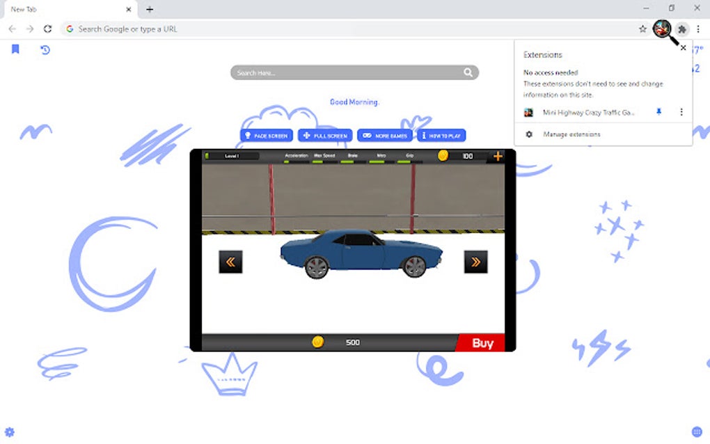 Mini Highway Crazy Traffic Game New Tab for Google Chrome - Extension ...