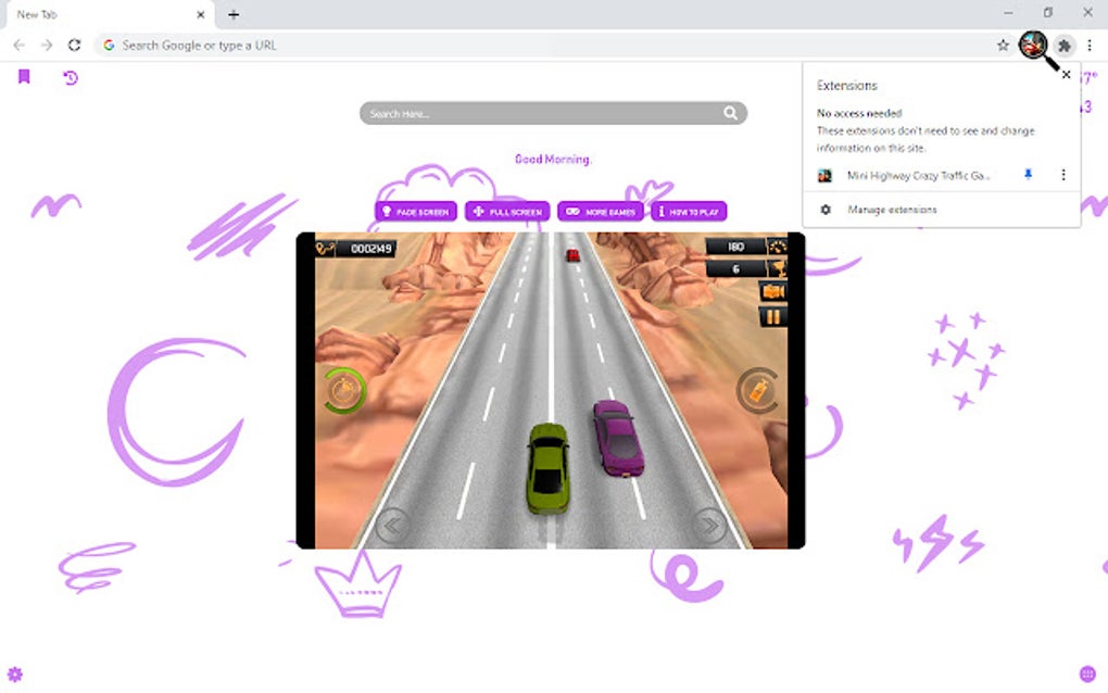 Mini Highway Crazy Traffic Game New Tab for Google Chrome - Extension ...