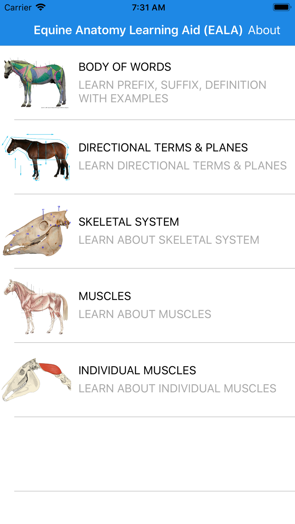 iPhone 용 Equine Anatomy Learning Aid - 다운로드